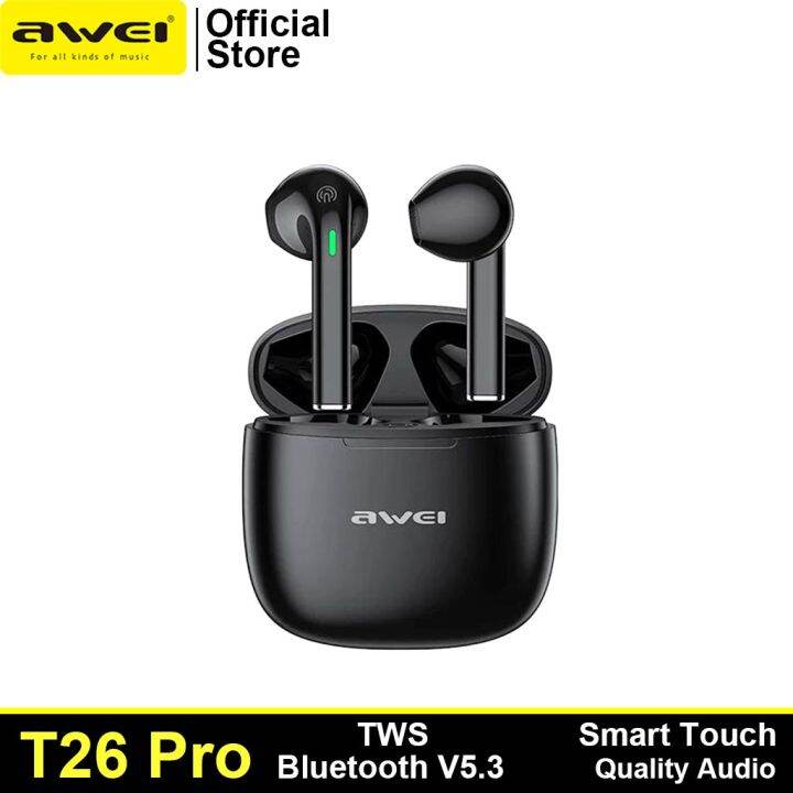 Awei T26 Pro TWS Sports In-Ear Earbuds Bluetooth V5.3 Smart Touch with Charging Case Built-in ...