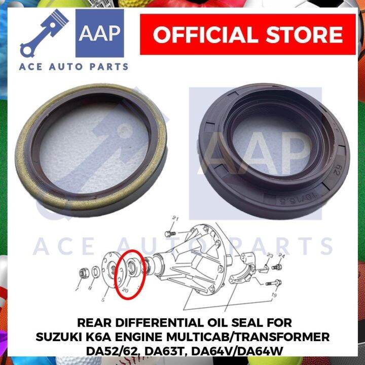 Suzuki K6A Rear Differential Oil Seal Multicab/Transformer DA52 DA62 DA63T DA64V DA64W 35x62x10 ...