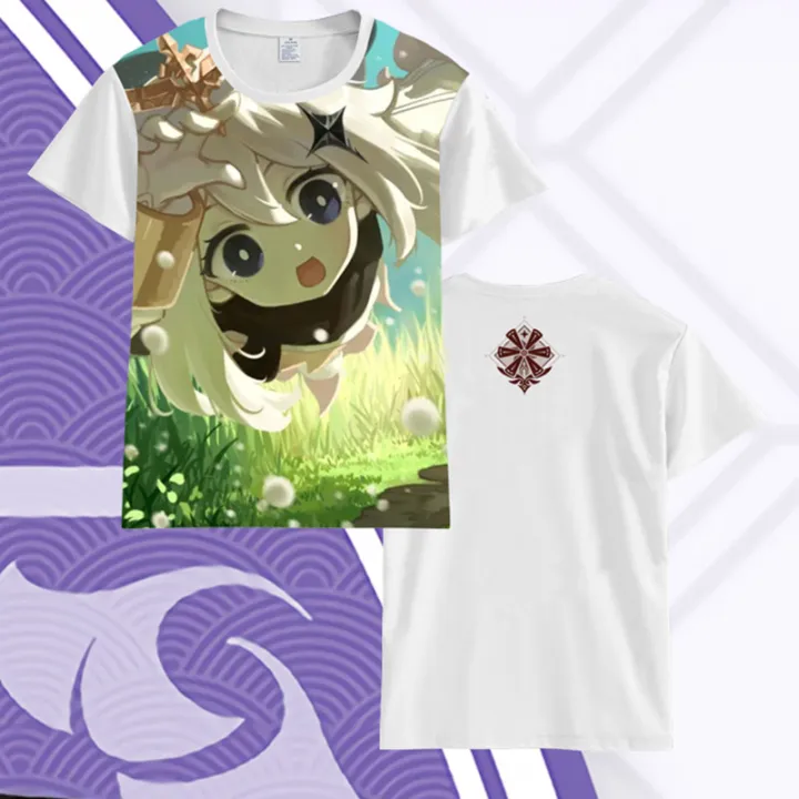 Genshin Impact T-shirt Short Sleeve Top Cosplay Lumine Aether 3D ...