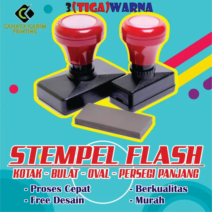 Stempel flash otomatis 3(tiga) warna ukuran BESAR Design bebas murah ...