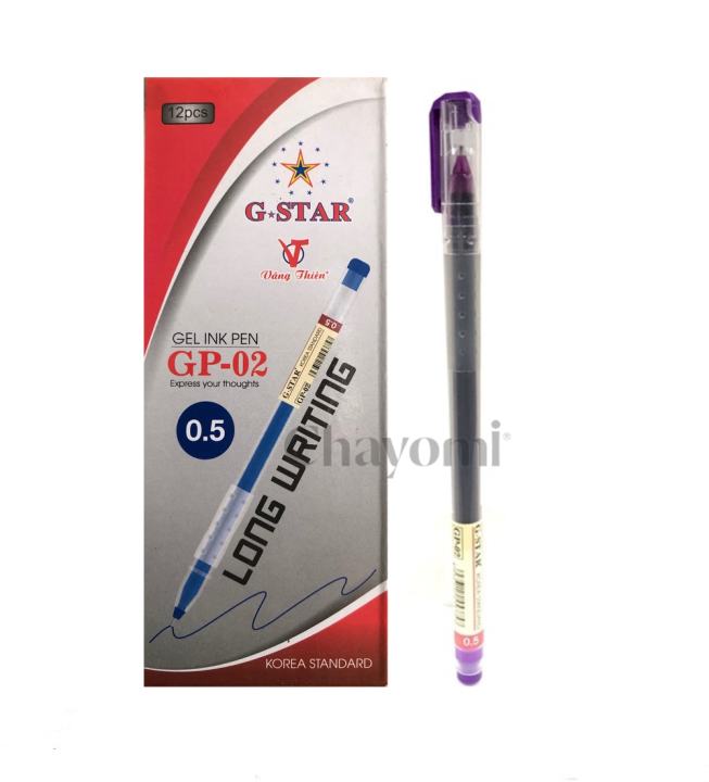 Hộp 12 Cây Viết Gel Gstar GP02 Ngòi 0.5mm ( Xanh, Tím, Đỏ, Đen ) | Lazada.vn