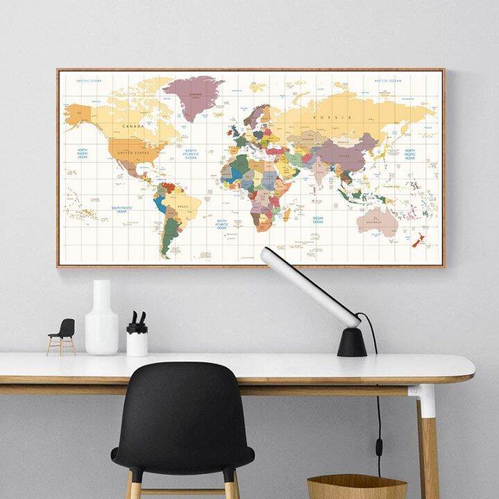 Frame Peta Dunia World Map for Wall Decoration House and Office, Wooden ...