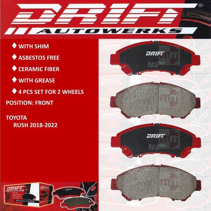 DRIFT AUTOWERKS Brake Pads for TOYOTA RUSH 2018-2022 FRONT (4 PCS SET ...
