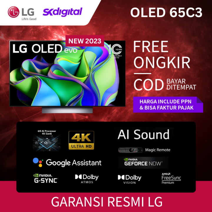 LG OLED EVO 65C3PSA SMART UHD 4K DOLBY VISION ATMOS a9 Gen6 65C3 2023 | Lazada Indonesia