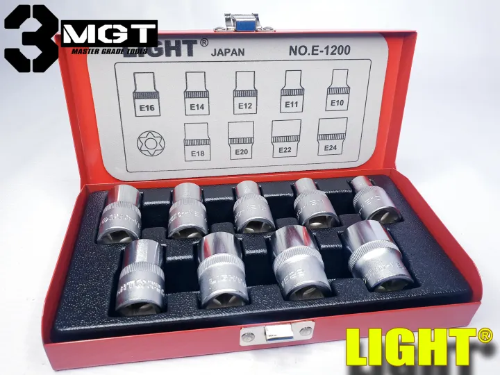 Light Japan 9 Pcs. Star E Socket Set 1/2 Drive (Female) | Lazada PH