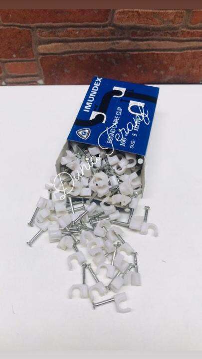 100bj Klem Kabel IMUNDEX 5 mm lengkap paku beton - Round Cable Clip 5mm ...