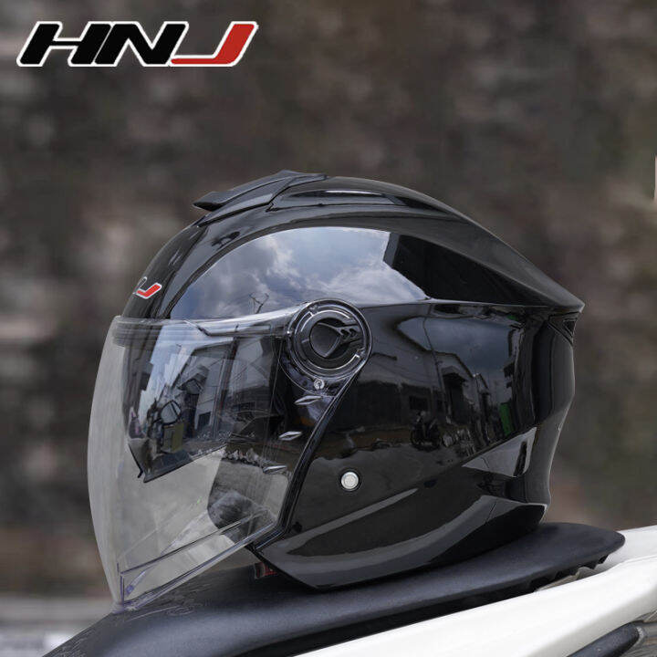 HNJ 818 Women Half Face Motorcycle helmet Men Half face Dual Visor ...