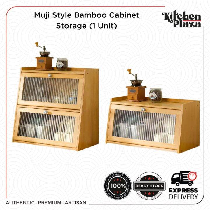 Muji Nordic Bamboo Cabinet Kitchen Pantry Countertop Retro Storage ...