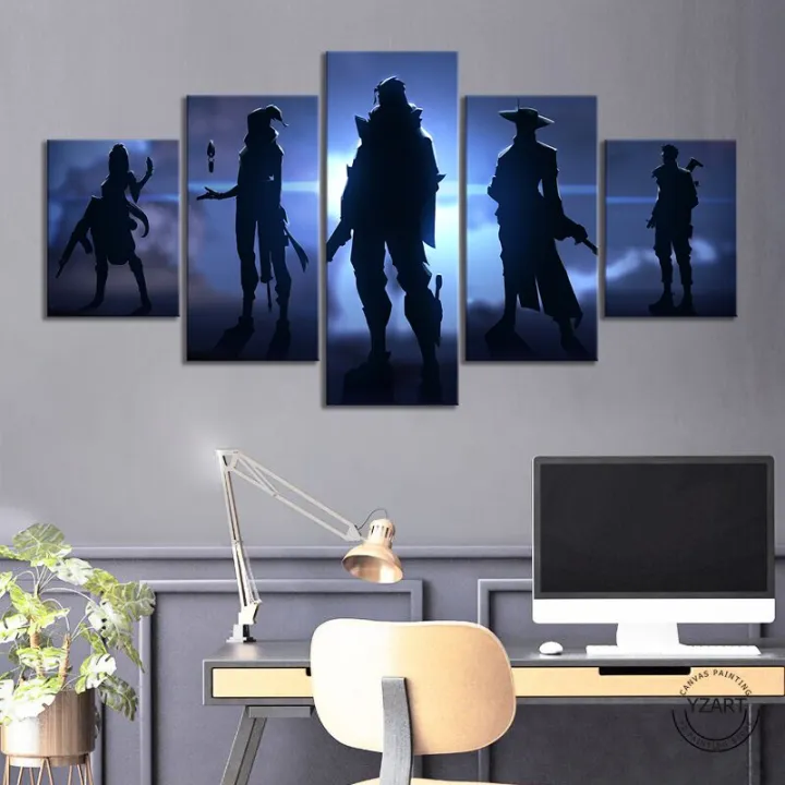 5 Piece Valorant Game Character Shadow Pictures Artwork Canvas Wall Art ...