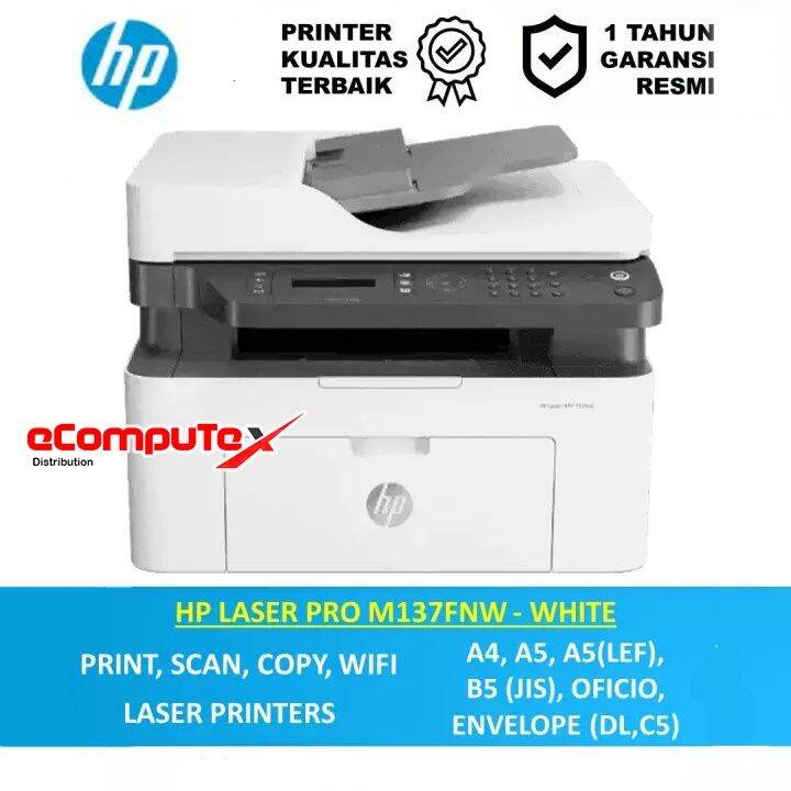 PRINTER HP LASERJET PRO M137FNW ALL IN ONE WIFI / HP LASER JET PRO M ...