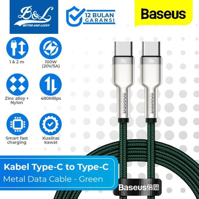 BASEUS Kabel Data Type-C to Type-C METAL DATA CABLE 100W | Lazada Indonesia