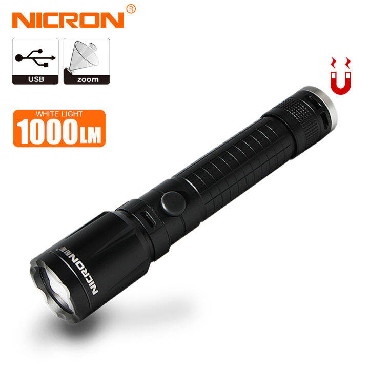 NICRON LED Flashlight N6F 5W Zoom USB Charging Aluminum Flashlight ...