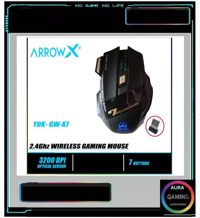 เมาส์มาโคร เมาส์เกมส์มิ่ง ARROW X YDK-GW-X7 WIRELESS MOUSE 2.4G ...