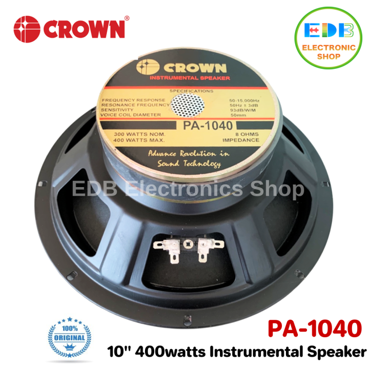 Original Crown PA-1040 10" 400watts Instrumental Speaker PA1040 ...
