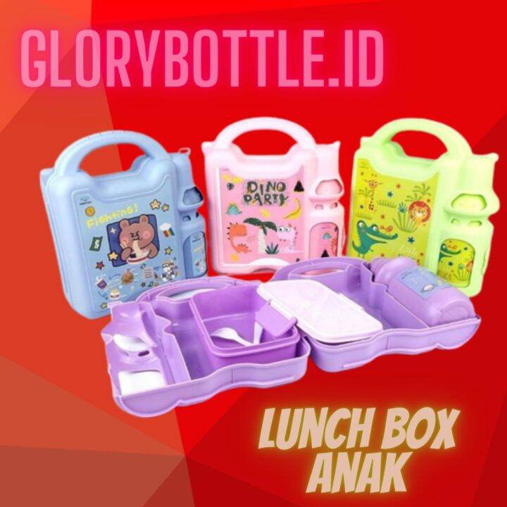 GB - LUNCH BOX KOPER 3 IN 1 - KOTAK MAKAN ANAK BENTUK KOPER - SET ...