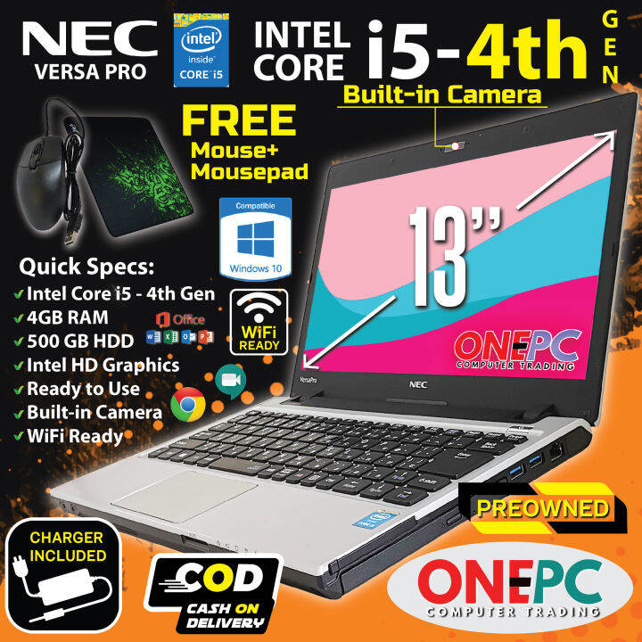 LAPTOP - NEC - INTEL CORE I5 4TH GEN - 4GB RAM - 500GB HDD - BUILT-IN ...