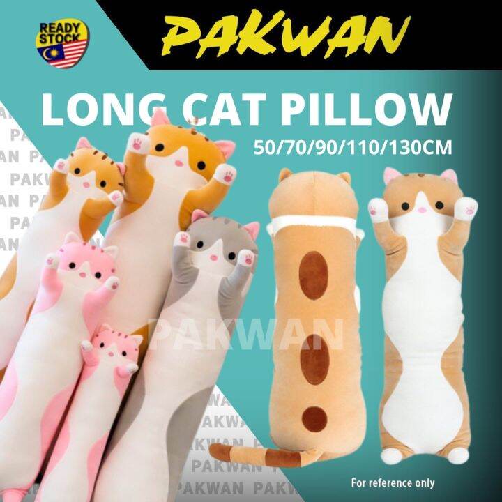 Long Cat Pillow 50/70/90CM Doll Plushie Stuffed Toys Bantal Peluk ...