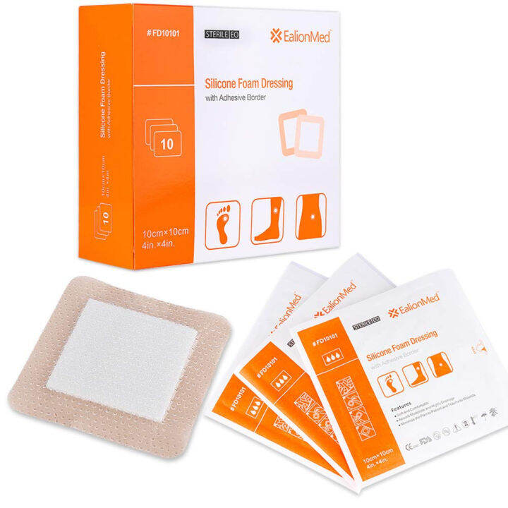 EalionMed Silicone Foam Dressing with Adhesive Border 10 Pack, Painless ...