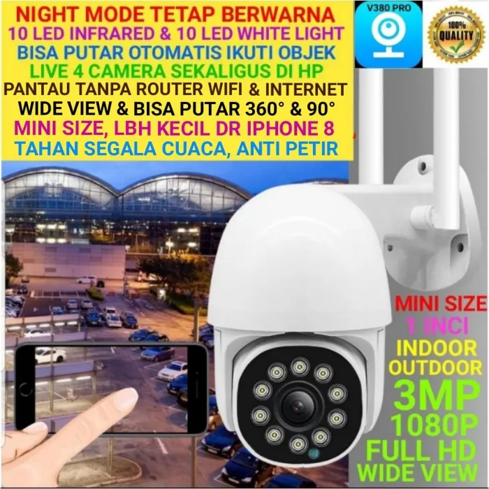 PROMO MURAH COD !!! V380 PRO IP CAMERA DOME MINI 3MP FULL HD 1080P CCTV ...