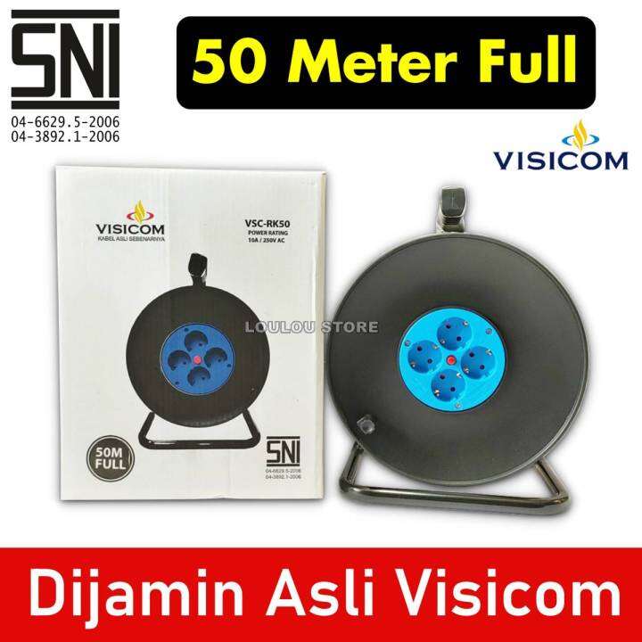 Kabel Roll 50 Meter 25 Meter Visicom Stop Kontak Roll Kabel 50m 25m 50meter 25meter 4 Lubang SNI ...