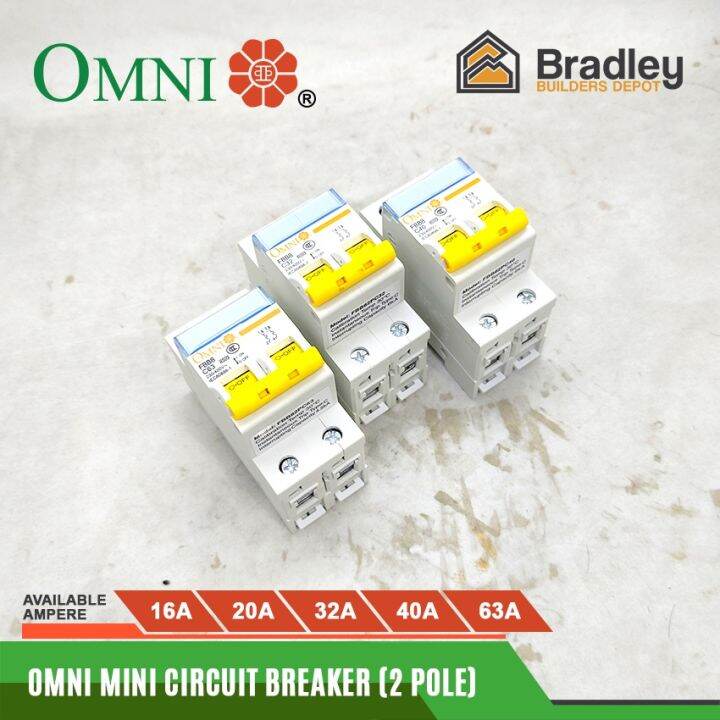 Omni Mini Circuit Breaker 2 Pole DIN Rail Type(16A,20A,32A,40A,63A) | Lazada PH