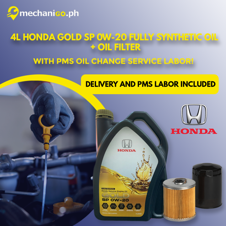 HONDA GOLD SP 0W-20 Fully Synthetic Oil (4 Liters) + Oil Filter with ...