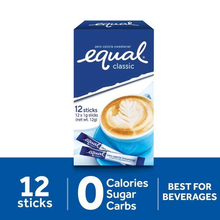 EQUAL Classic 1 box x 12 sticks 0 Calorie Sweetener Sticks Sugar ...