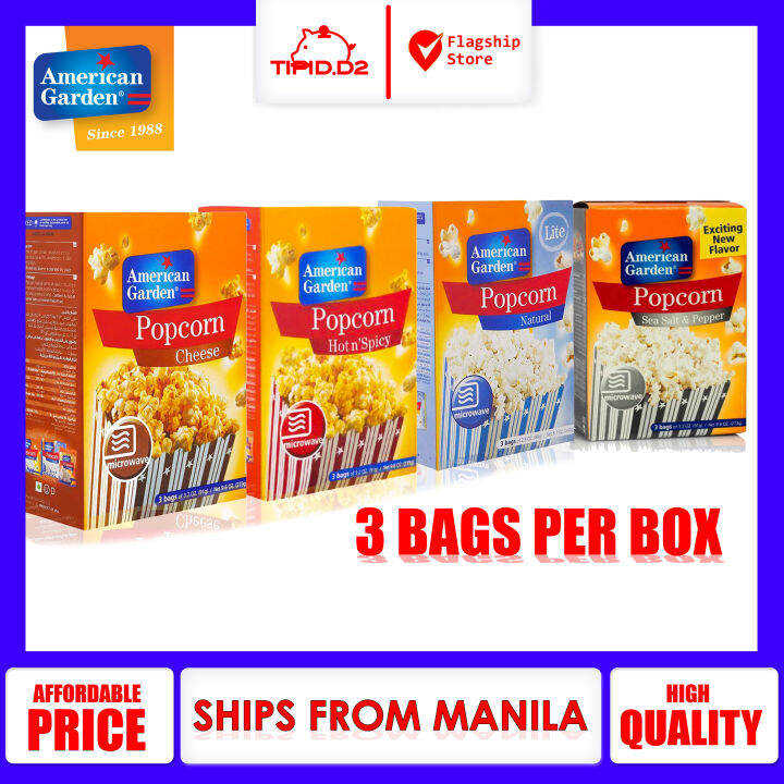 American Garden Microwaveable Popcorn, Each Box contains one flavor ...
