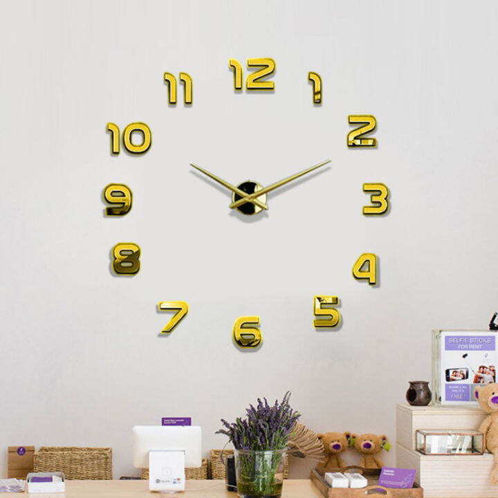 Large Wall Clock Sticker Acrylic Silent Digital Big 3D Diy Wall Clock ...