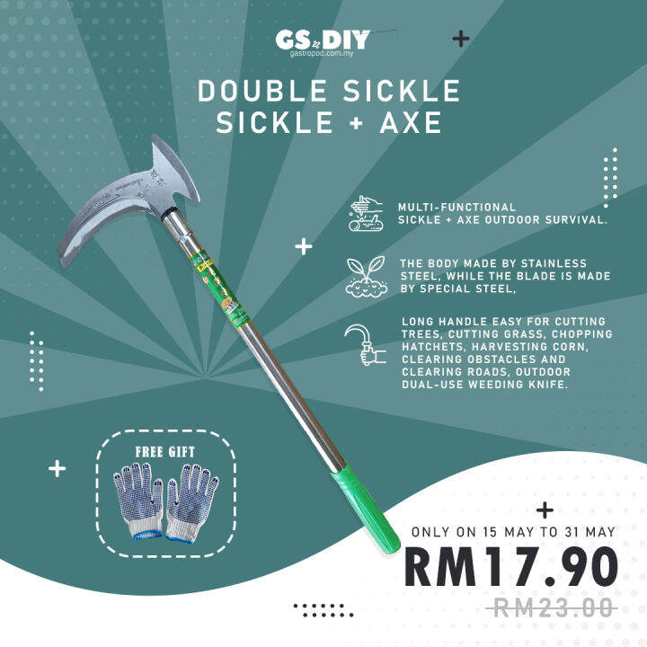 Double Sickle🐜Sickle+Axe, Sabit+Kapak🪳Sabit Rumput Bilah Sabit ...