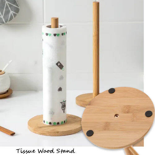Wood Tissue Stand Kitchen Tissue Roll Holder Bathroom Towel Paper ...