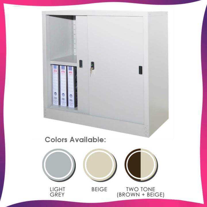 Ready-Fixed Metal Sliding Door Half Height Storage Cabinet Filing ...