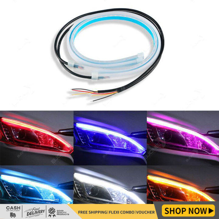 2 Lines Flexible Car Daylight Running Light 12V LED DRL Car Turn Signal ...