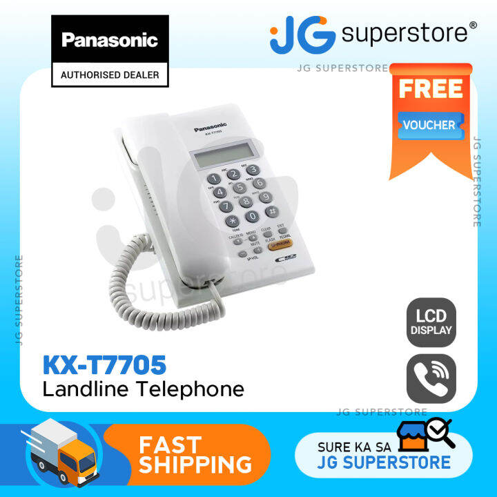 Panasonic KX-T7705 Landline Telephone with Hands Free Speakerphone, 2 Line LCD Display, Caller ...