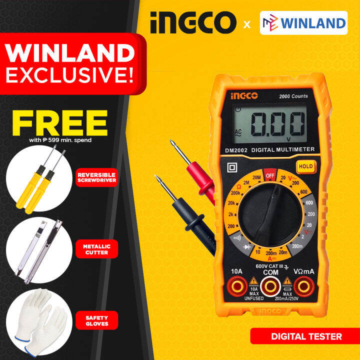 INGCO by Winland Digital Multimeter Tester for Electrical Tools CAT III ...