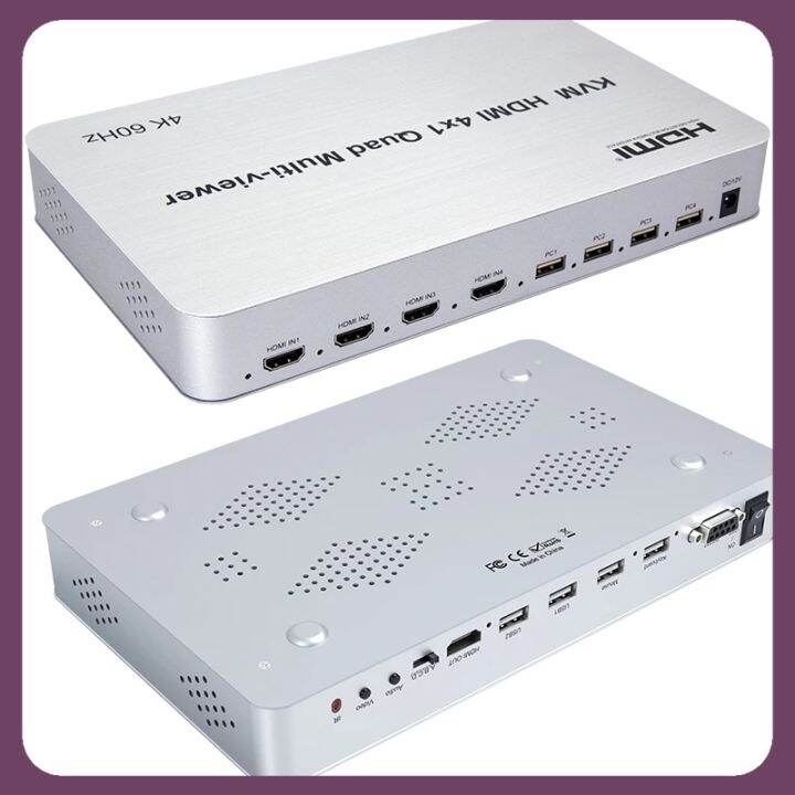 4K 60Hz KVM HDMI Multi-viewer 4X1 HDMI Quad Screen Multiviewer with ...