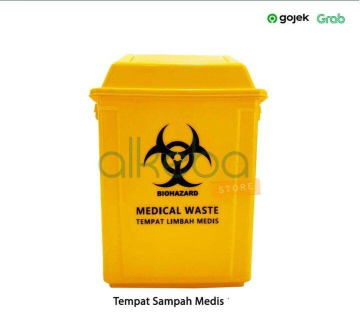Tempat Sampah Medis kuning Biohazard Medical Waste 15L Tutup Goyang ...