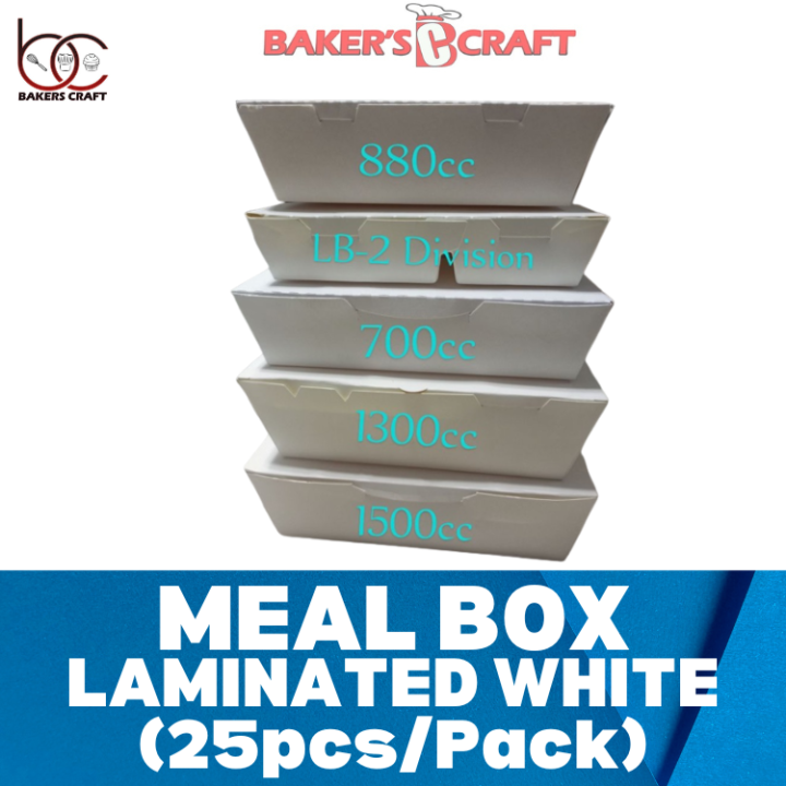 Meal Box Laminated White (25pcs/Pack) Meal Box Disposable Paper ...