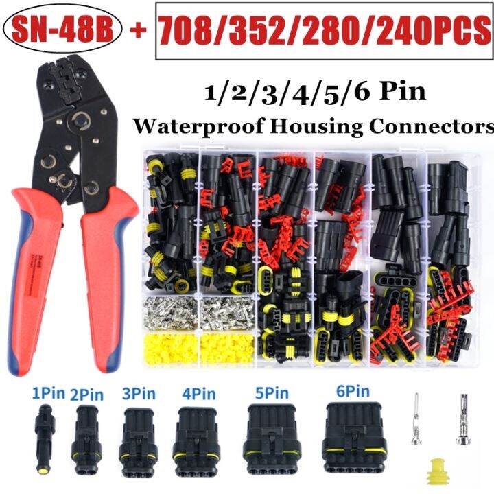 【CW】 708/352/280/240PCS Car Electrical Wire Cable 1/2/3/4/5/6 Pin Way ...