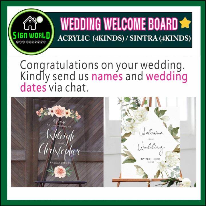 Wedding Welcome Board / 22x32 inch Acrylic Sintra Sticker / Clear ...