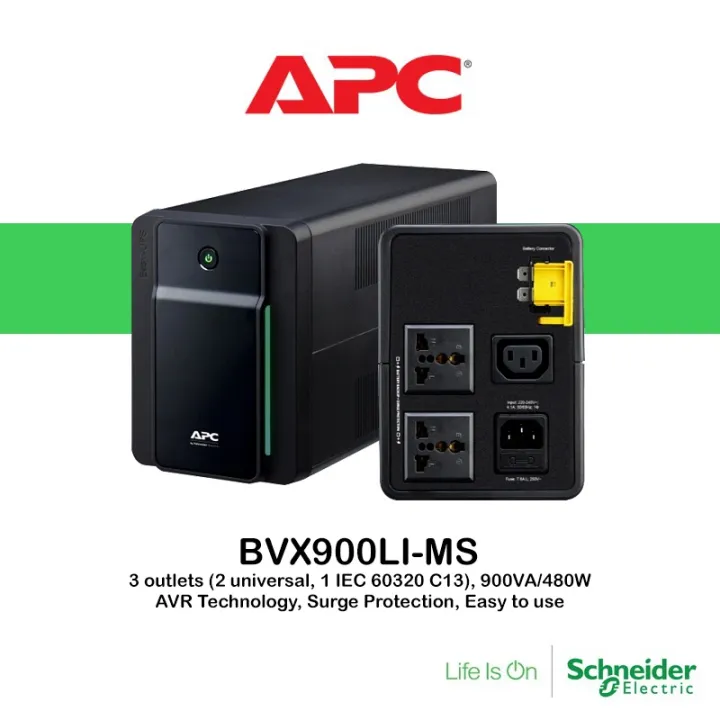 APC UPS 900VA-480W Uninterruptible Power Supply (BVX900LI-MS, Easy UPS ...