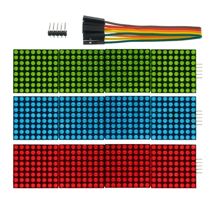 MAX7219 Dot Matrix Module Microcontroller 4 In One Display with 5P Line 4 in 1 RedGreenBlue ...