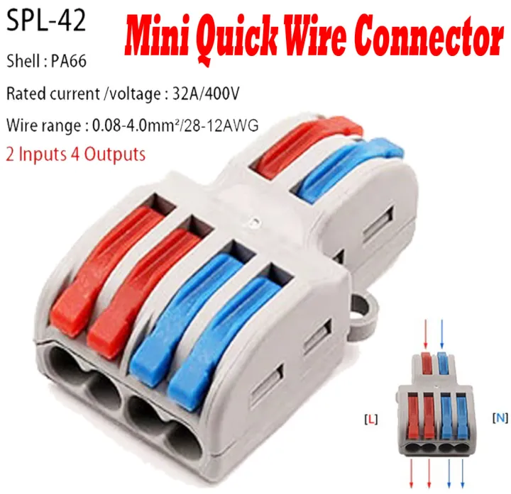 42/62 Mini Quick Wire Connector Universal Wire and Cable Connector Push ...