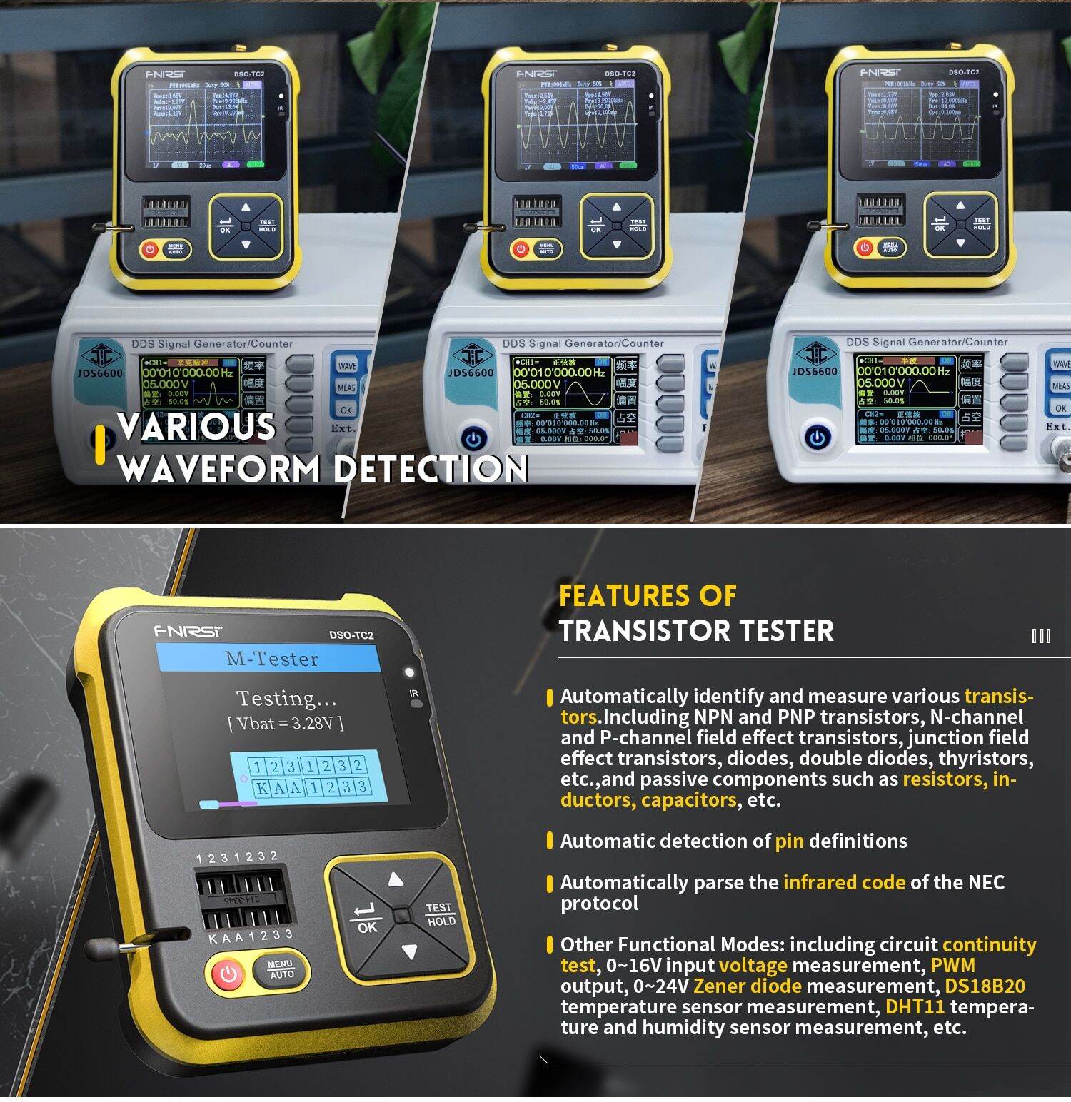 ออสซิลโลสโคปแบบดิจิตอล DSO-TC2 2.5อัตราการสุ่มตัวอย่างมิลลิเซคอน/วินาทีแบนด์วิดท์200Khz รองรับ ...