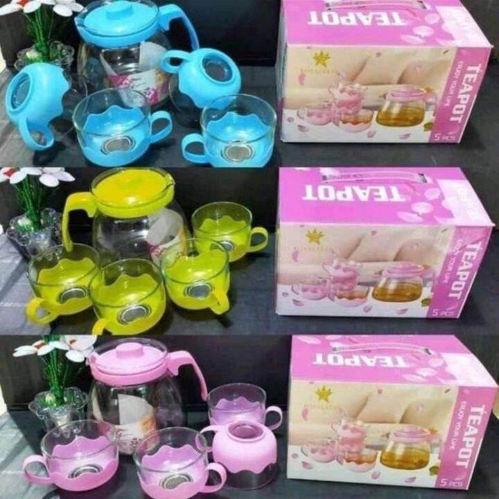Teapot Set 5 in 1 Teko Set Warna Warni Set Teko Warna Kaca | Lazada ...