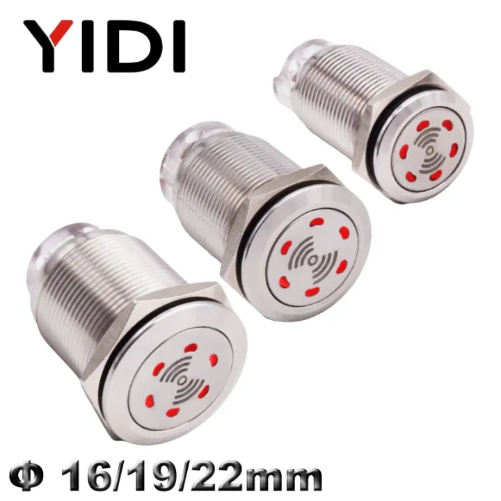 16mm 19mm 22mm LED Loud Intermittent Flashing Warning Light Buzzer 12V ...