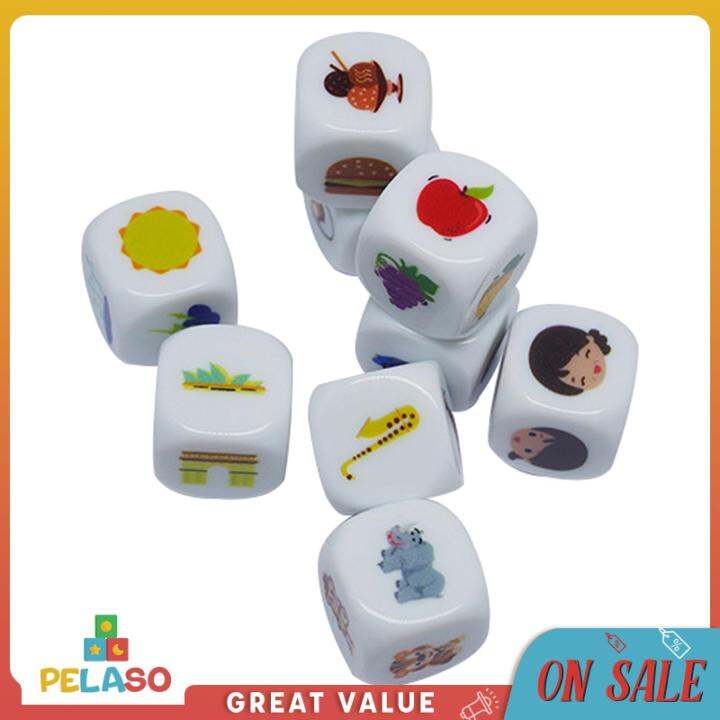 Pelaso 9Pcs Acrylic Story Cubes Storytelling Dice Family Dice Game For ...