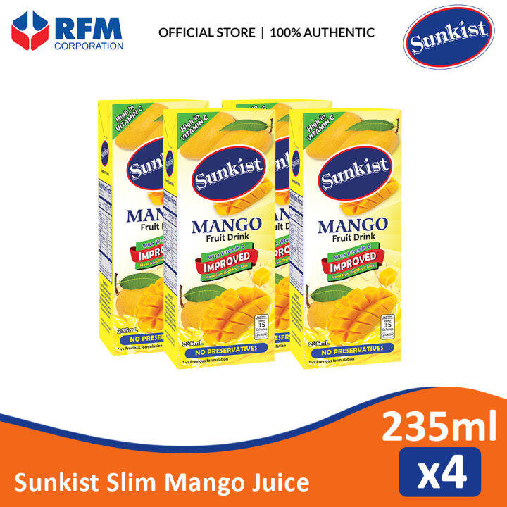 Sunkist Slim Mango Juice 235ml - Set of 4s | Lazada PH