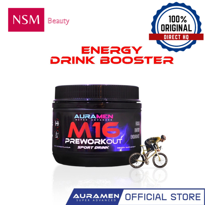 AURAMEN M16 PREWORKOUT SPORT DRINK / AURA MEN ENERGY DRINK BOOSTER ...