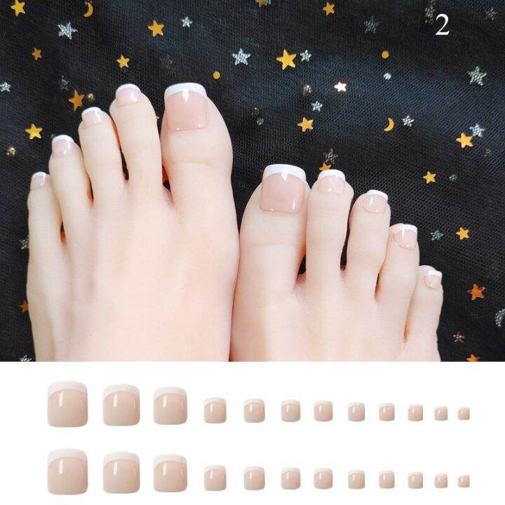 Classic French Square Toes Nails Nude Nature Fake Toes Nails Exquisite ...